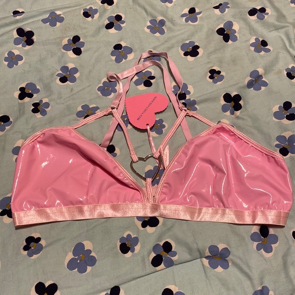 Sugar Thrillz | Tops | Dolls Kills X Sugar Thrillz Vinyl Pink Heart Bra ...